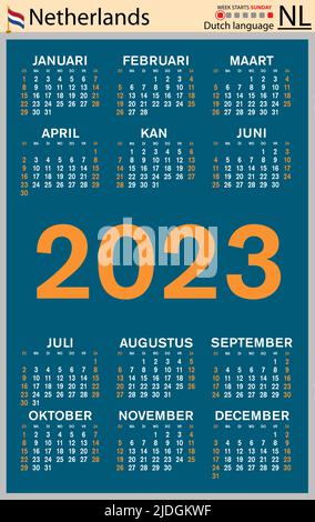 Dutch vertical pocket calendar for 2023 (two thousand twenty three ...