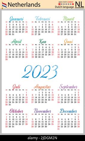 Dutch vertical pocket calendar for 2023 (two thousand twenty three ...