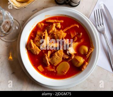 Just cooked stewed tripes a la provencale served on table Stock Photo ...