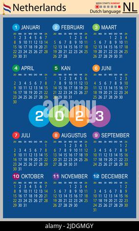 Dutch vertical pocket calendar for 2023 (two thousand twenty three ...
