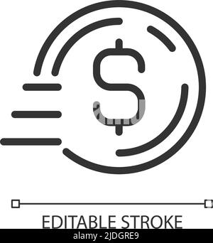 Coin in motion pixel perfect gradient linear vector icon Stock Vector ...