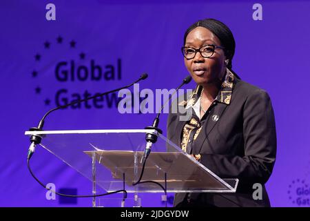Prime Minister of Namibia Saara Kuugongelwa-Amadhila delivers a speech ...