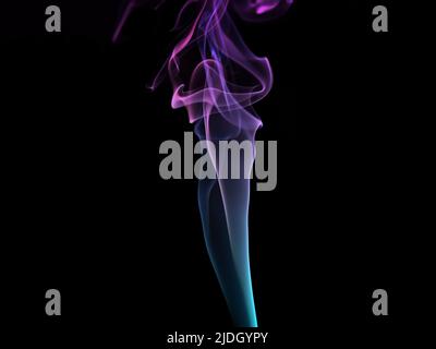 Multicolored smoke for aromatherapy and relaxation on black background ...