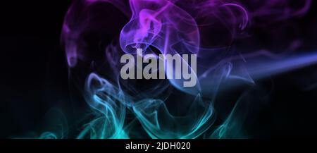 Multicolored abstract smoke for relaxation, close up black background ...