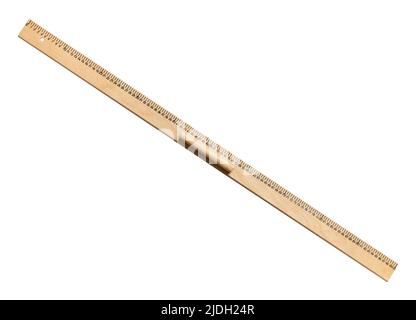 large metric wooden ruler cutout on white background Stock Photo - Alamy