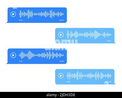 Audio chat or mobile messenger elements with play, pause, download ...