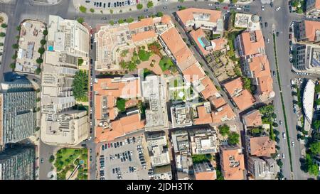 Beirut drone aerial top view with streets and roofs, Middle East ...