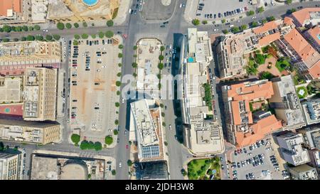 Beirut drone aerial top view with streets and roofs, Middle East ...