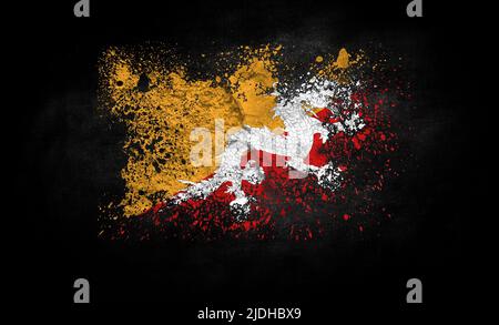 brush painted flag of Butane isolated on white background Stock Photo ...