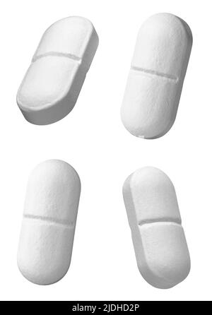 collection of various white pilsl on white background Stock Photo - Alamy