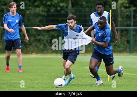 Genk's Mujaid Sadick Aliu fights for the ball a friendly soccer match ...