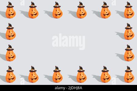 Pattern made of Halloween pumpkins or jack O lantern. Minimal holiday ...