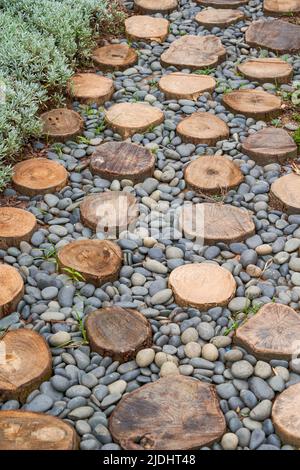 Walkway made of timber and rock Stock Photo - Alamy
