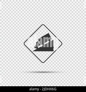 Truck DownHill Warning sign on transparent background,vector ...