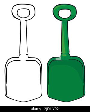 Shovel in cartoon style, color by number, education paper game for the ...