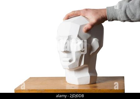 Tutorial primitive plaster head model. Side view. Located against wall ...