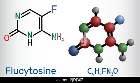 Flucytosine, 5-fluorocytosine, 5-FC molecule. It is antifungal medicine ...