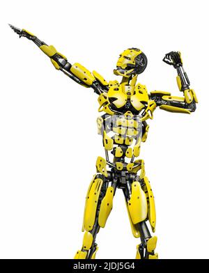 cyborg won the battle, 3d illustration Stock Photo - Alamy