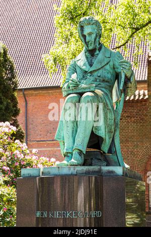 A statue of Søren Aabye Kierkegaard the Danish theologian and ...