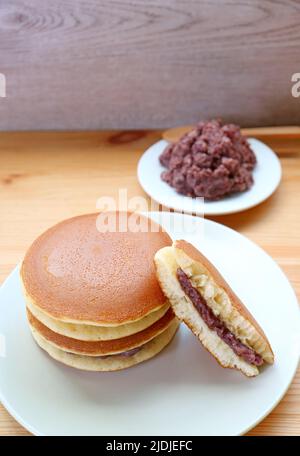 Plate of Delectable Japanese Red Bean Paste Filled Dessert Called ...