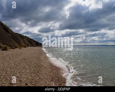Meon Shore a Long narrow shingle beach near Fareham, Hampshire, UK ...