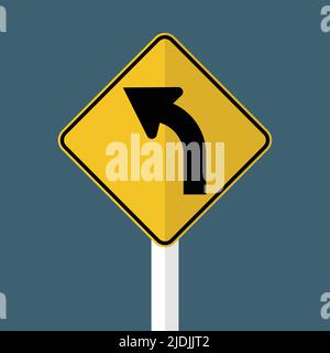 Left Curve Ahead Sign,vector illustration Stock Vector Image & Art - Alamy