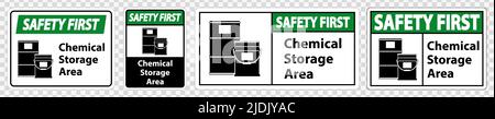 Safety First Chemical Storage Symbol Sign Isolate on transparent ...