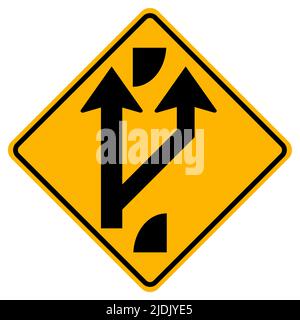 Warning signs Added lane ahead on white background Stock Vector Image ...