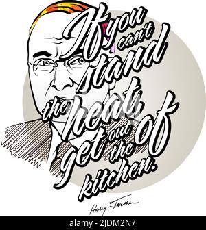 Harry S. Truman vector drawing with colored surfaces. Hand-drawn ...