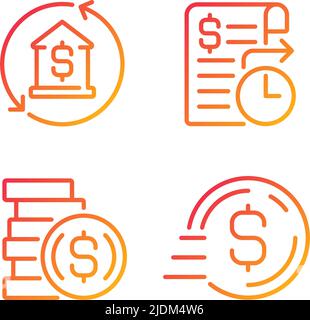 Financial services pixel perfect linear icons set for dark, light mode ...