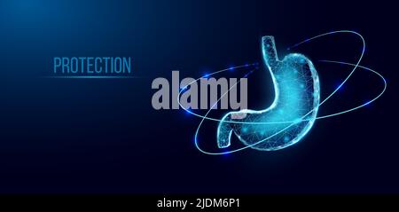 Human stomach protection. Wireframe low poly style. Concept for medical ...