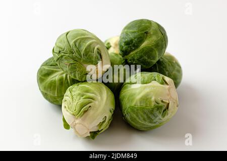 Mini Cabbage Brussels Sprouts on White Background Stock Photo - Alamy
