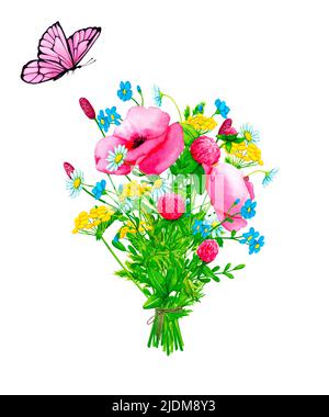 Chamomile Bouquet Clipart, Watercolor Vintage Daisy illustration ...