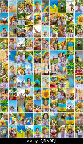Collage of photos on the theme of Ukraine. Selective focus Stock Photo ...