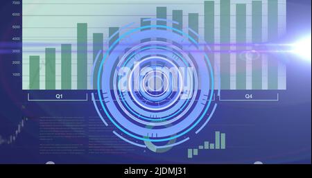 Image of processing circle moving over scientific graph and data Stock ...