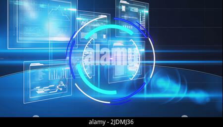 Image of processing circle moving over scientific graph and data Stock ...