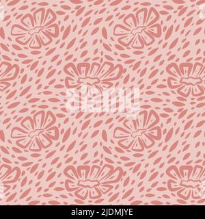 Flower cute seamless pattern. Hand drawn field background. Repeated ...
