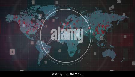 DNA strand image over world map with purple continents Stock Photo - Alamy