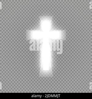 Shining white cross and sunlight special lens flare light effect on ...