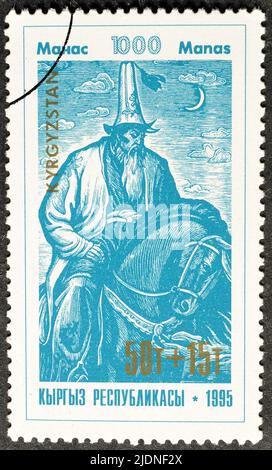 Warrior on horse with axe, Millenary of Kirghiz Epic Poem Manas ...