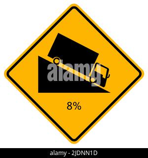 Warning signs Steep descent on white background Stock Vector Image ...