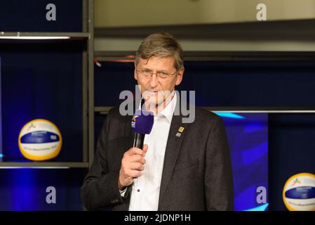 Rene Hecht (President German Volleyball Association) with a lot during ...