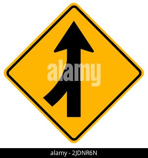Warning signs Merging traffic ,watch for cars from the right on white ...