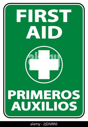 Bilingual First Aid Sign on white background Stock Vector Image & Art ...