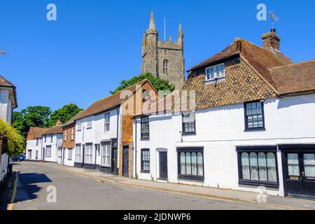 Lydd. Cannon Street, Lydd, Kent, UK and All Saints Church Stock Photo ...