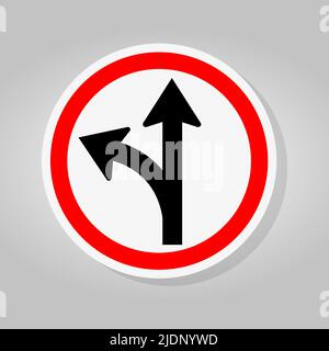Proceed Straight or Turn left Road Sign Stock Vector Image & Art - Alamy