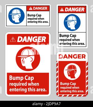 Danger Sign Bump Cap Required When Entering This Area Stock Vector ...