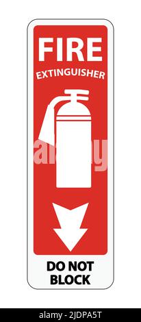 Fire Extinguisher Do Not Block sign on white background,Vector ...