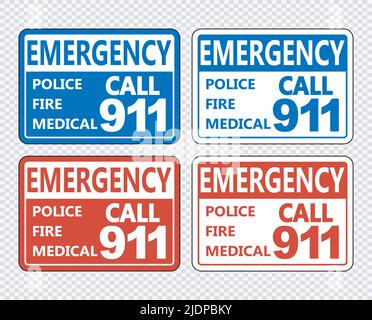 Call 911 Sign on transparent background,vector illustration Stock ...