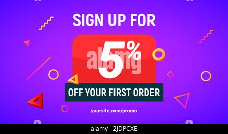 Coupon code discount sign up advertising offer. Discount promotion tag ...